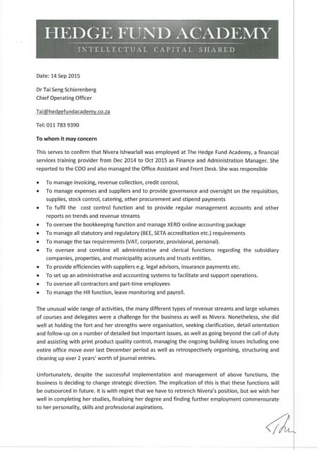 B2 - Reference Letter - Steinhoff | PDF