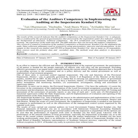 Evaluation of the Auditors Competency in Implementing the Auditing at ...