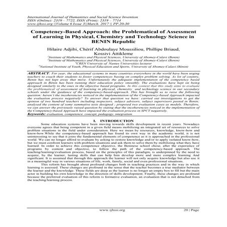 Competency-Based Approach: the Problematical of Assessment of Learning ...