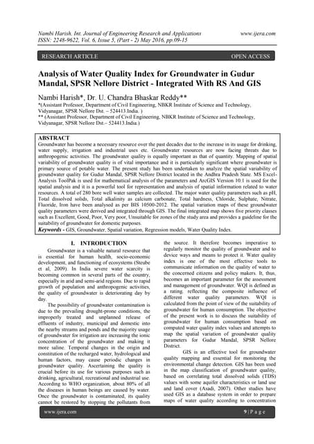 APPLICATION OF REMOTE SENSING AND GIS IN WATER QUALITY ASSESSMENT - REVIEW PAPER | PDF