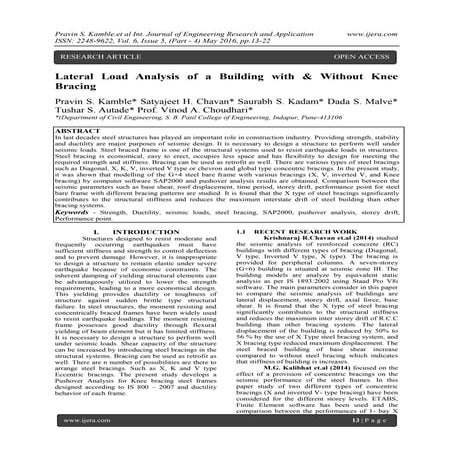 Lateral Load Analysis of a Building with & Without Knee Bracing | PDF