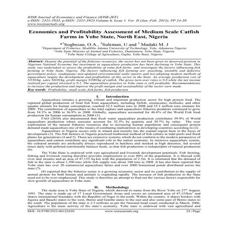 Economics and Profitability Assessment of Medium Scale Catfish Farms in ...