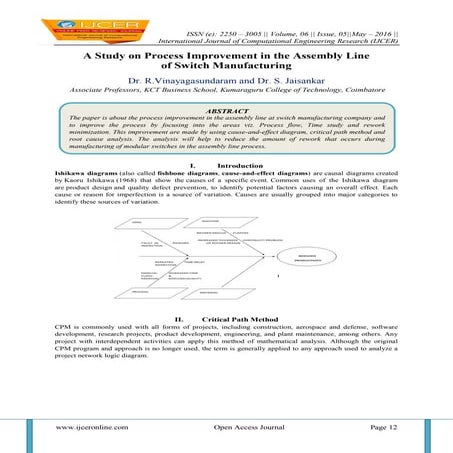 A Study on Process Improvement in the Assembly Line of Switch ...
