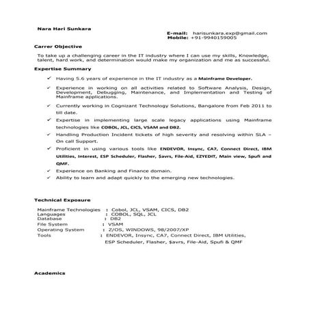 Hari_Resume | DOC | Business Banking & Finance | Business