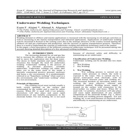 Underwater Welding Techniques | PDF