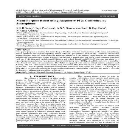 Multi Purpose Robot Using Raspberry Pi And Controlled By Smartphone Pdf