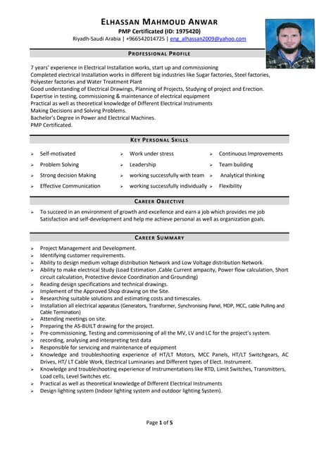 Electrical and Instrumentation Engineer- MZameel CV | PDF