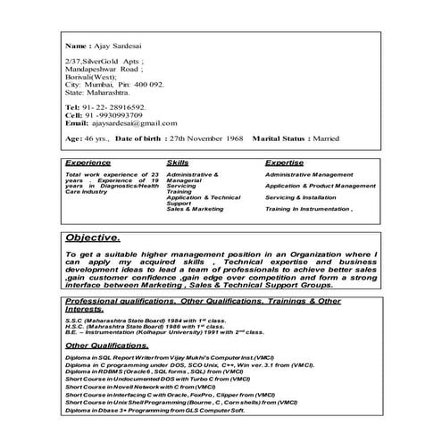 Ajay Sardesai CV | DOCX