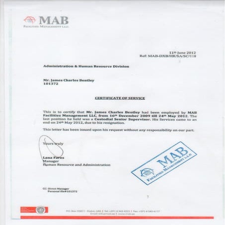 MAB Certificate of Service | PDF