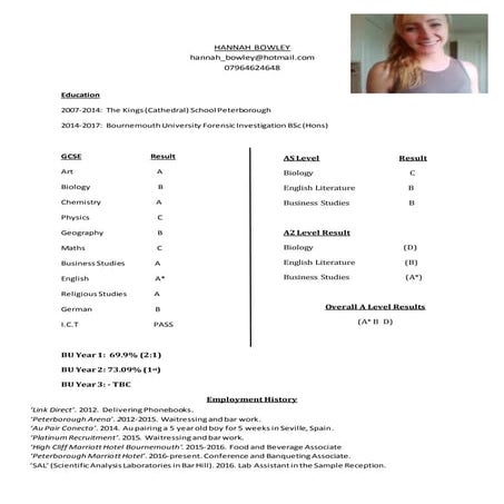 CV Bowley Hannah Forensics | DOCX