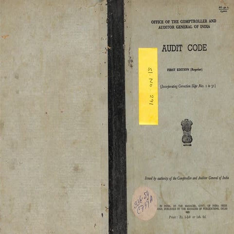 Office of the C&AG of India for the year 1955 on Audit Code, First Edition(Reprint) | PDF