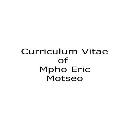Mpho Motseo CV | DOC