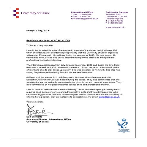 LO Ho Yi reference letter | PDF