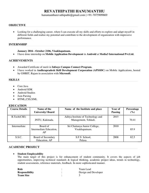 b.tech resume | PDF