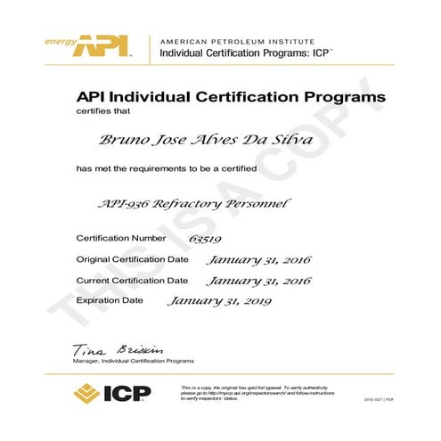 Cerfificate API 936 | PDF