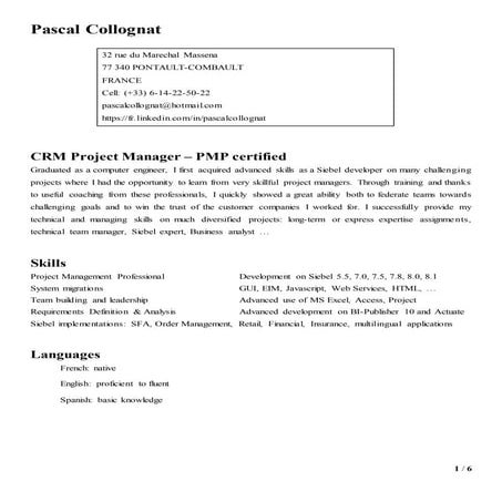 Pascal Collognat Resume v5.00