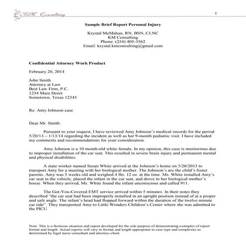 CLNC Sample Work Product Personal Injury | PDF