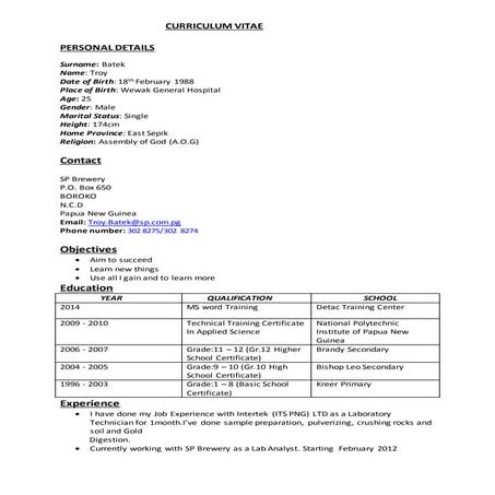 CV | DOCX | Secondary Education | Education