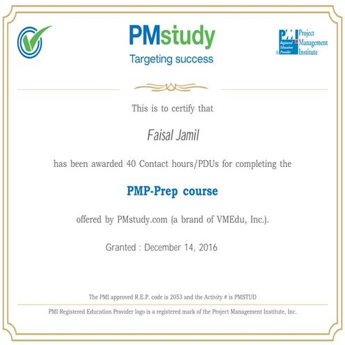PMP PDU Certificate | PPT