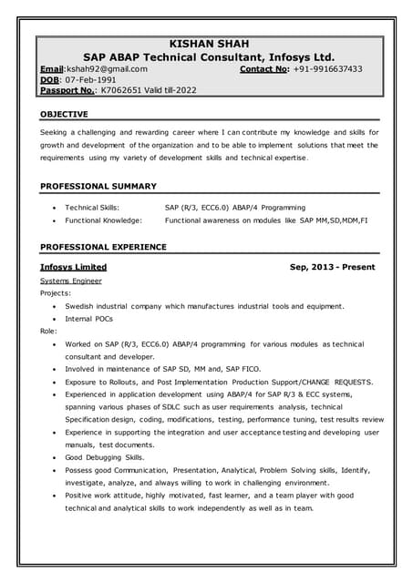 Ashish_Dadhich@SAP ABAP Fresher Resume | PDF