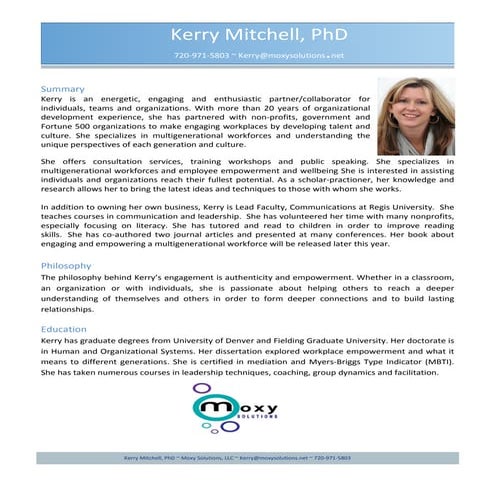 Kerry Mitchell onepage Bio | PDF