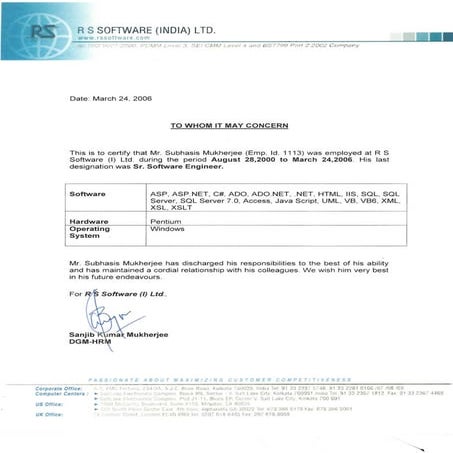 Service Certificate - RS Software | PDF