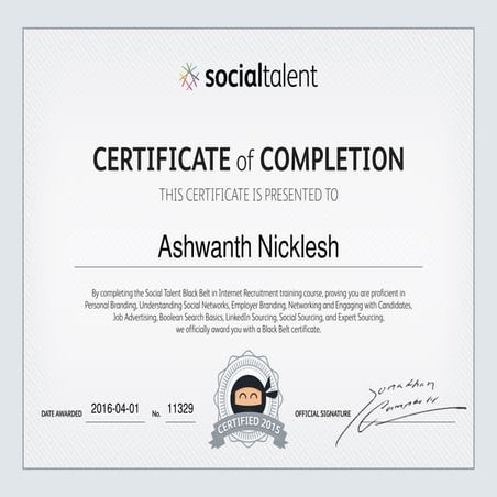 Social Talent - Certificate of Completion | PPT