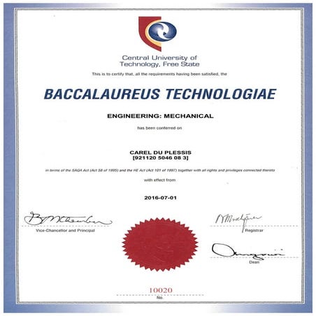 B -Tech Certificate | PDF