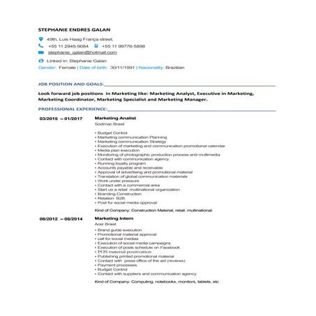 RESUME STEPHANIE - MKT | PDF