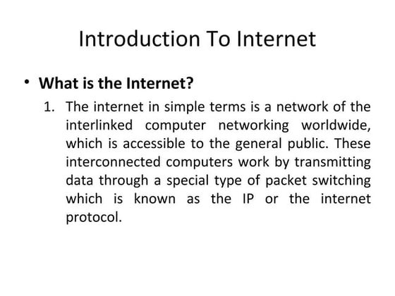Introduction to internet | PPTX