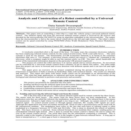 Analysis and Construction of a Robot controlled by a Universal Remote ...