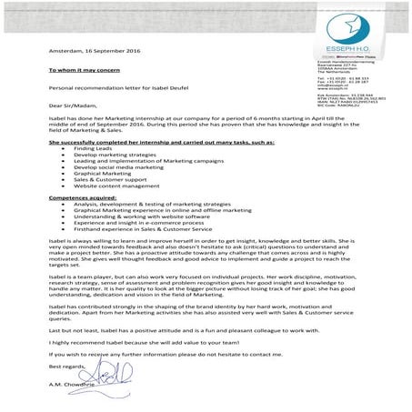Recommendation Letter from CEO | PDF