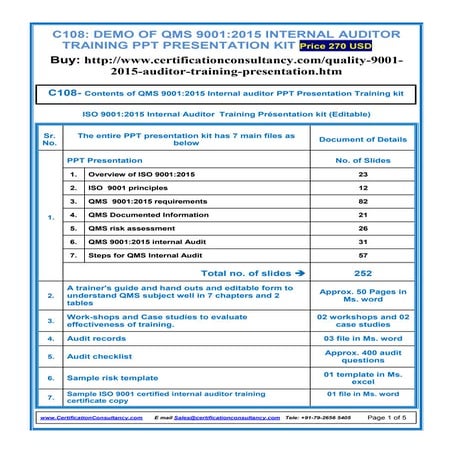 Training Presentation on QMS 9001:2015 | PDF | Business Accounting ...