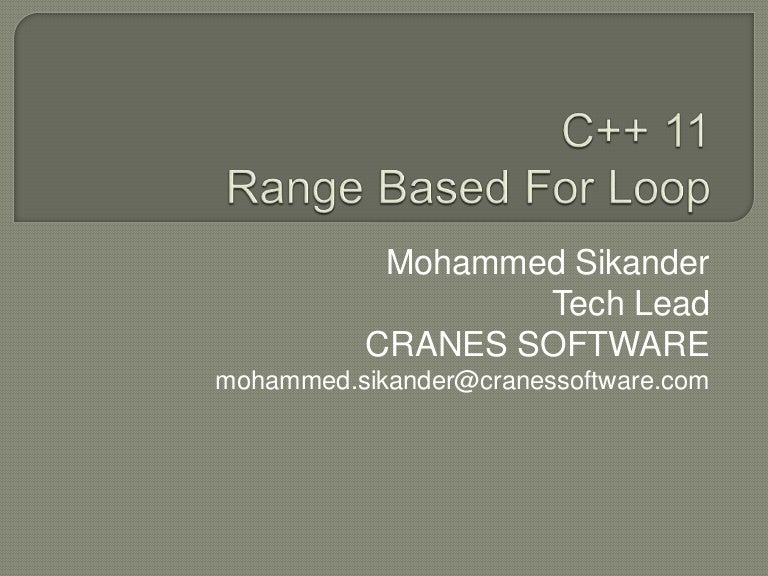 C 11 Range Based For Loop 