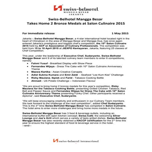Press Release Salon Culinaire 2015 - ENG | DOC