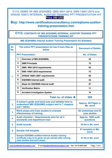 IMS Documentation Requirements As per ISO 9001,ISO 14001 and ISO 45001 ...