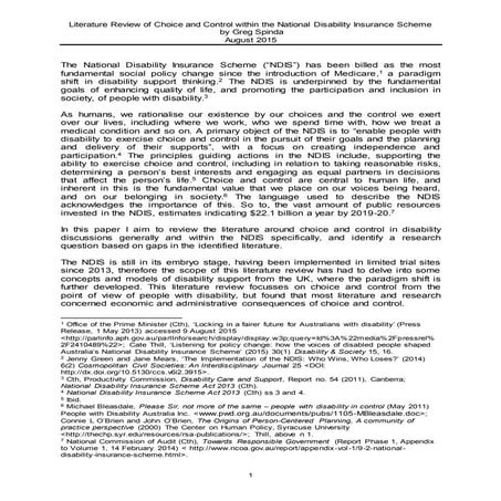 Choice & Control in NDIS Literature Review August 2015 | DOCX