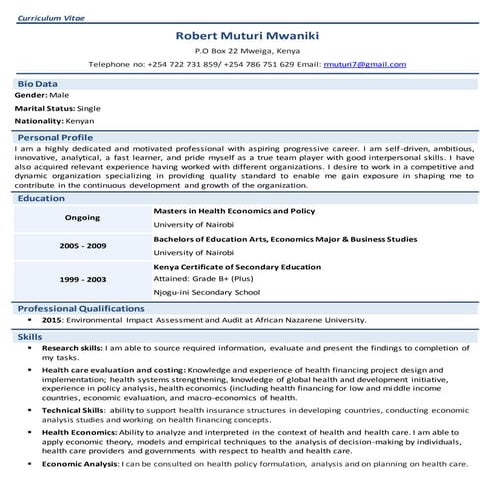 Robert Muturi Mwaniki CV | DOCX