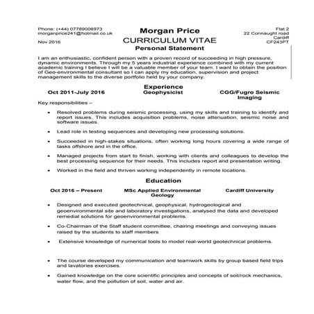 CV Morgan v1 | DOC | Civil Engineering Industry | Industries