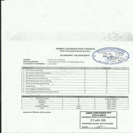 ACADEMIC TRANSCRIPT 1 | PDF