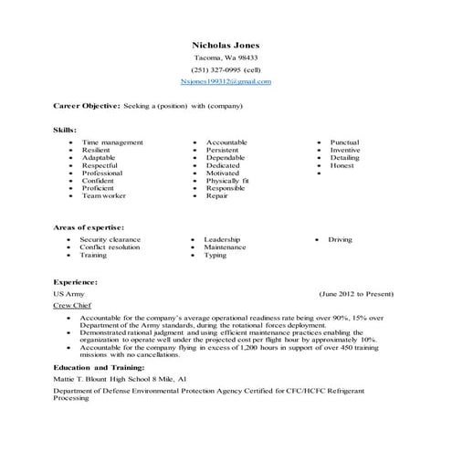 Nicholas Jones resume | PDF