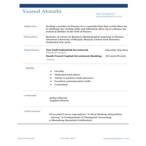 Yazeed Alotaibi Resume' | DOC