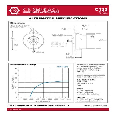 C130 Niehoff Alternator Specifications | PDF