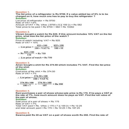 Vat presentation part 2 and calculation of value added tax. | PPT