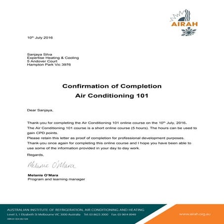 Letter of completion Sanjaya Silva | PDF