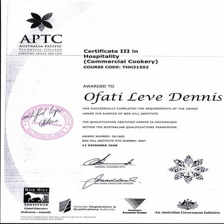 Certificate APTC | PDF
