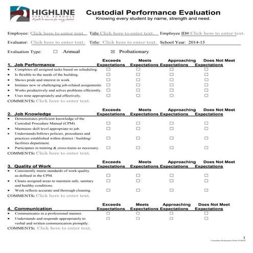 Janitorial worker performance appraisal | DOC