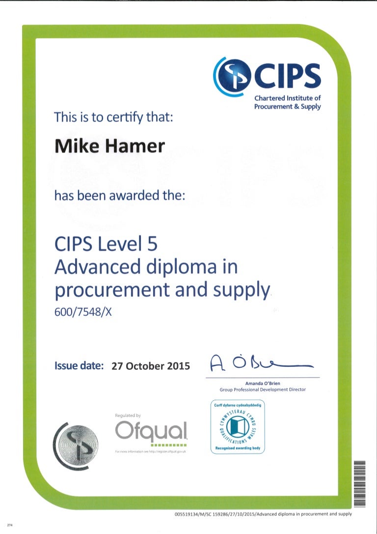 Cips Level 5 Advanced Diploma In Procurement And Supply
