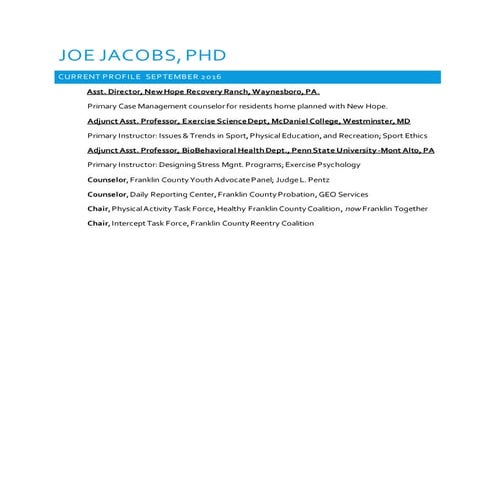 Joe Jacobs Current Profile (1) | PDF