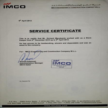 IMCO Certificate | PDF